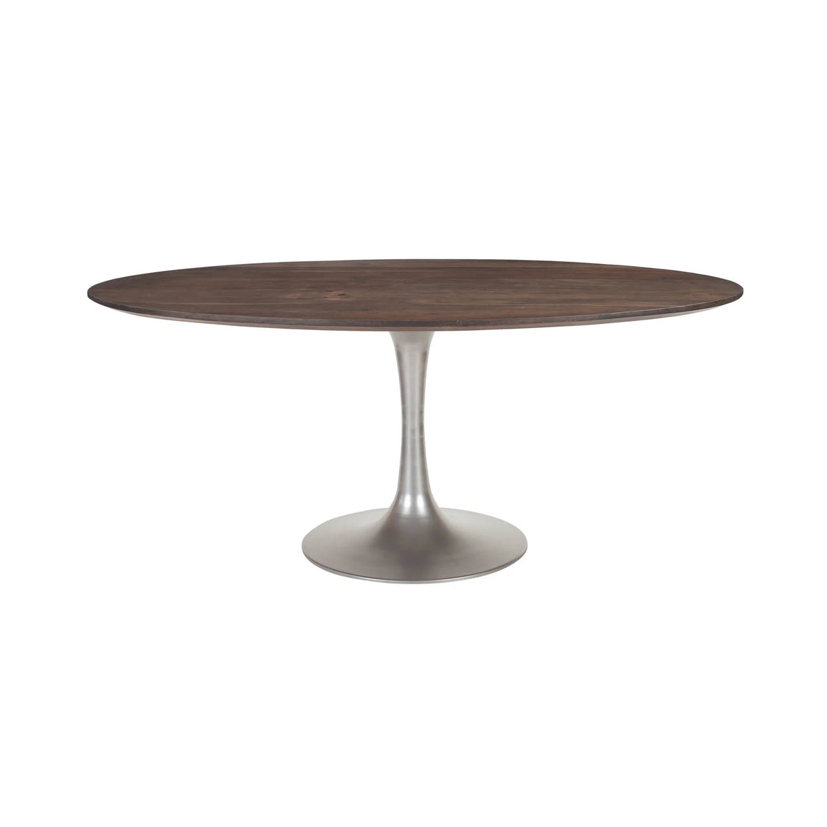 Aspen Oval Dining Table brown wood & Silver Metal Base (1 in stock ...