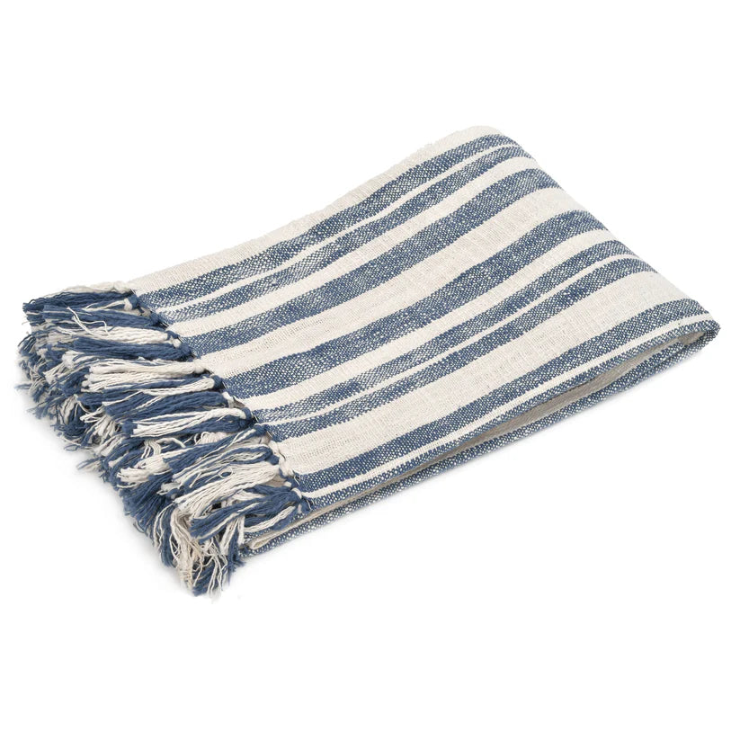 Cabana navy stripe Throw ( in stock) – verandacollection