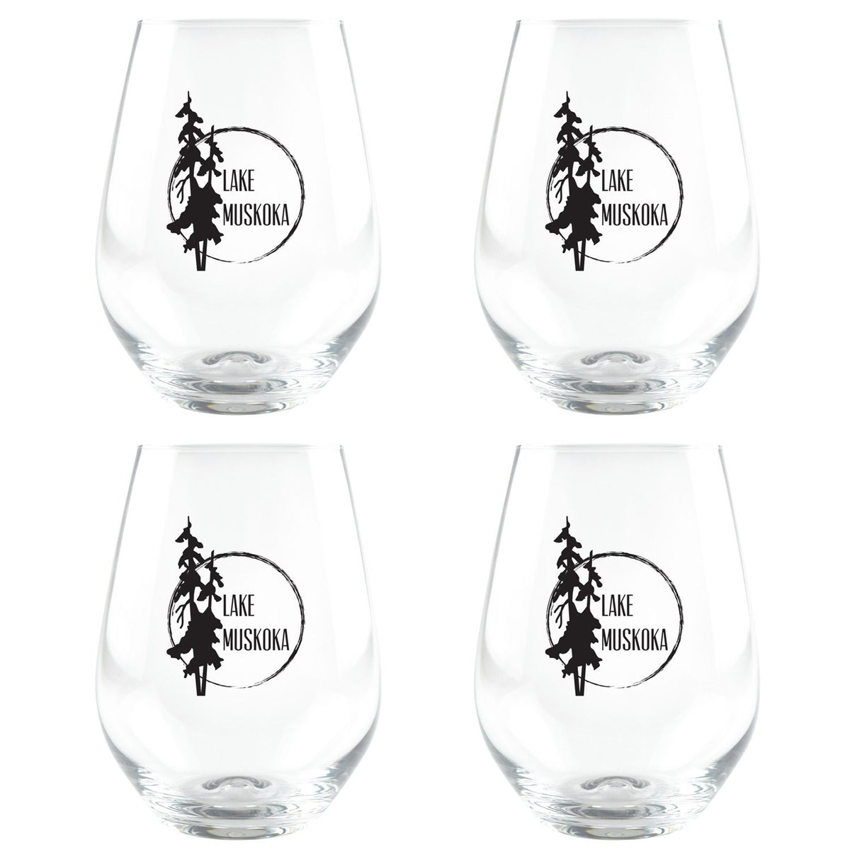 Lake Muskoka Etched Stemless Glassware set of 4 (3 sets in stock ...