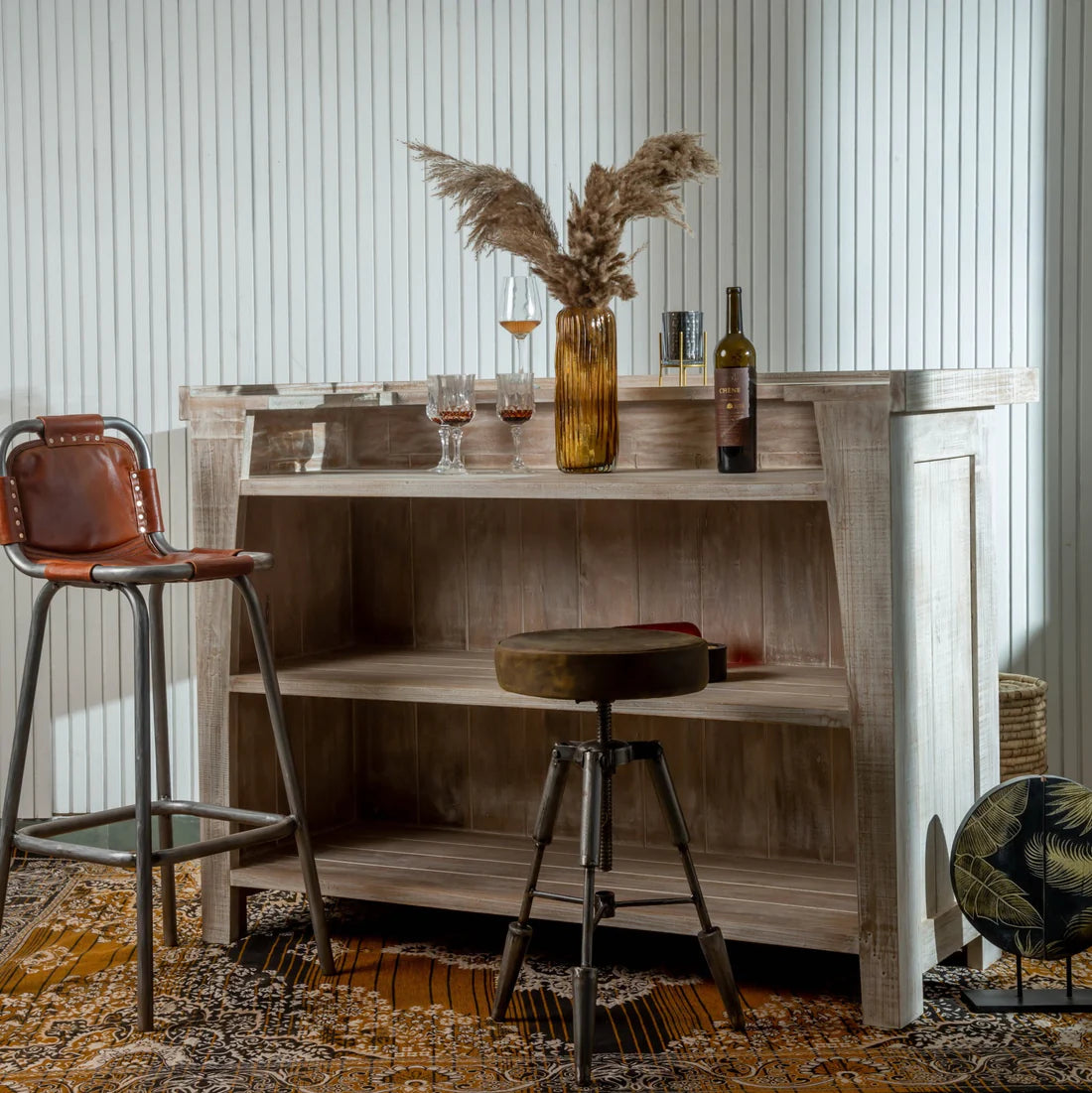 Wood Bar Counter white washed (1 in stock) – verandacollection