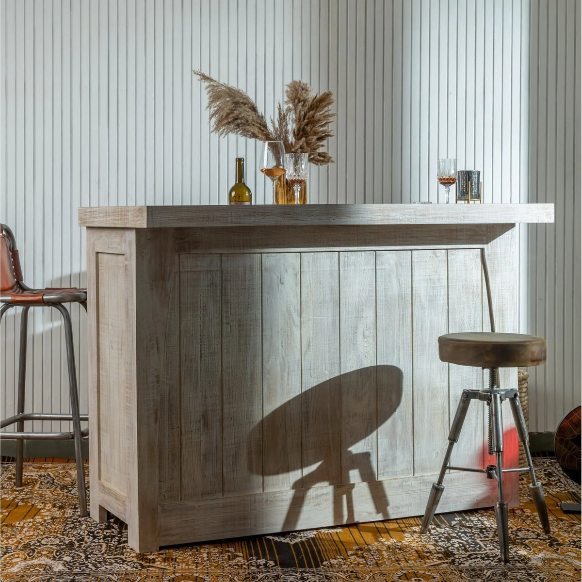 Wood Bar Counter white washed (1 in stock) – verandacollection