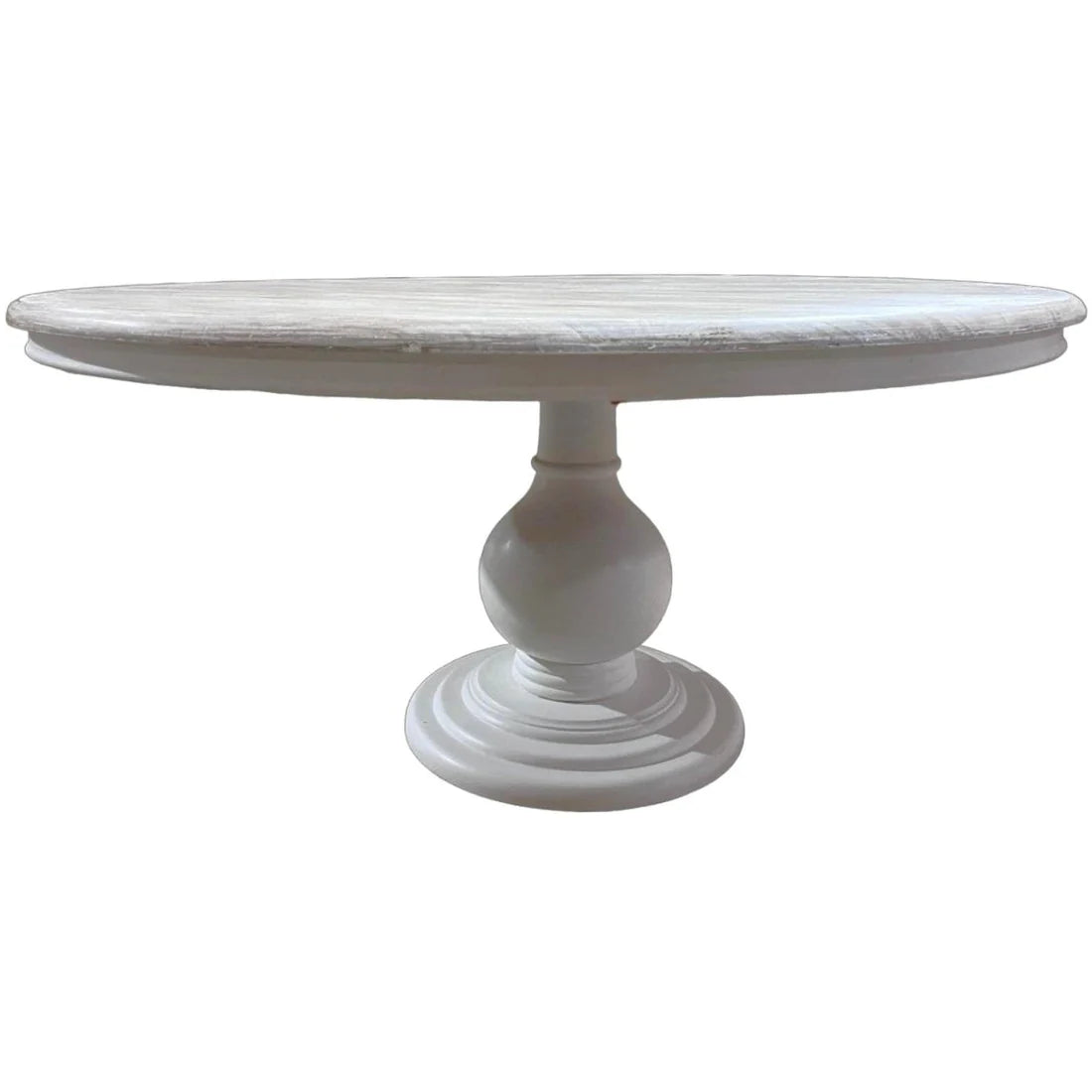 Wood Pedestal 60" Round Dining Table white washed (1 in stock ...
