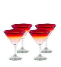 Maya Red Hand Blown Mexican Martini Glassware (13 in stock ...